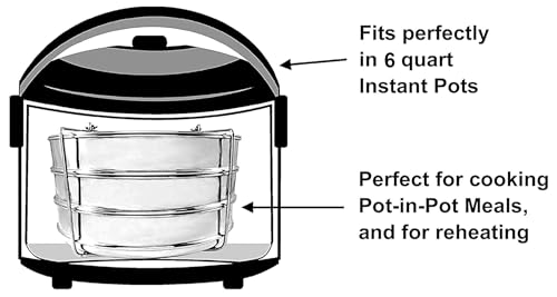 EasyShopForEveryone Stainless Steel 3 Tier Stackable Insert Pans, Compatible with 6 Qt Instant Pot, Pot-in-Pot, Baking Pans for Flan, Layer Cake