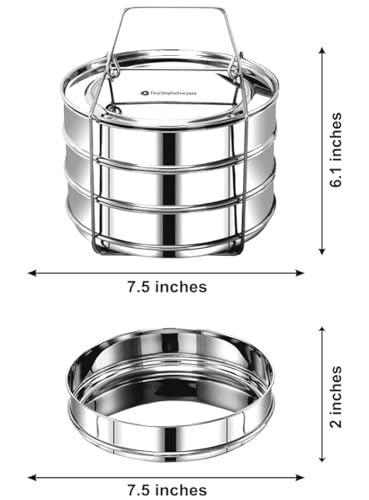 EasyShopForEveryone Stainless Steel 3 Tier Stackable Insert Pans, Compatible with 6 Qt Instant Pot, Pot-in-Pot, Baking Pans for Flan, Layer Cake