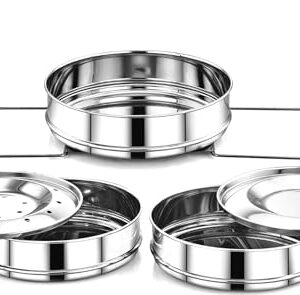 EasyShopForEveryone Stainless Steel 3 Tier Stackable Insert Pans, Compatible with 6 Qt Instant Pot, Pot-in-Pot, Baking Pans for Flan, Layer Cake