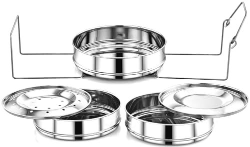 EasyShopForEveryone Stainless Steel 3 Tier Stackable Insert Pans, Compatible with 6 Qt Instant Pot, Pot-in-Pot, Baking Pans for Flan, Layer Cake