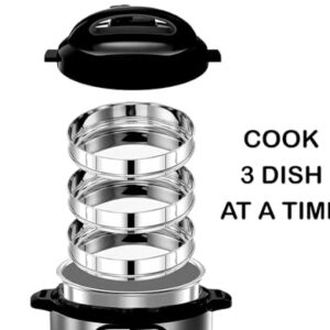 EasyShopForEveryone Stainless Steel 3 Tier Stackable Insert Pans, Compatible with 6 Qt Instant Pot, Pot-in-Pot, Baking Pans for Flan, Layer Cake