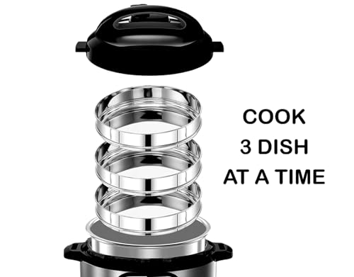 EasyShopForEveryone Stainless Steel 3 Tier Stackable Insert Pans, Compatible with 6 Qt Instant Pot, Pot-in-Pot, Baking Pans for Flan, Layer Cake