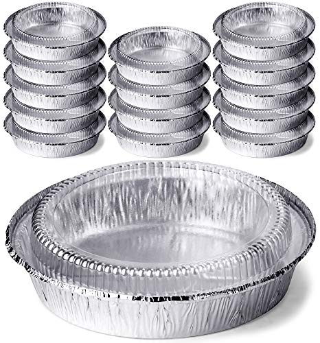 DecorRack 14 Round Aluminum Pans with Dome Lid, 9 Inch Heavy Duty Tin Foil Pans, Perfect for Reheating, Baking, Roasting, Meal Prep, To-Go Containers, Environmentally Friendly (Pack of 14)