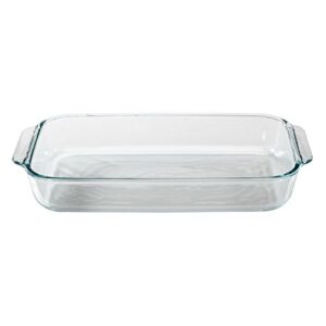 pyrex basics 3 quart glass oblong baking dish, clear 8.9 inch x 13.2 inch - 3 qt