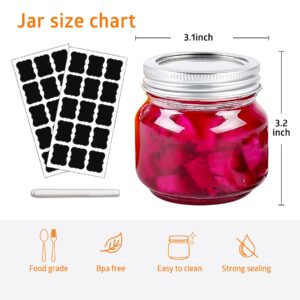 Aliggbent Mason Jars 8 oz, 30pcs Reusable Mason Jars with Regular Airtight Lids and Bands, Clear Small Mason Jars, 1/2 Pint Glass Canning Jars for Jelly, Overnight Oats, Jam, Fruit, Yogurt, Crafts