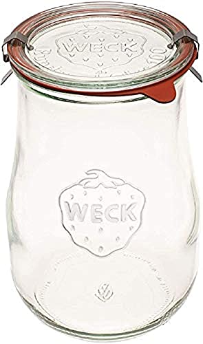 Weck Jars - Weck Tulip Jars 1.5 Liter- Large Glass Jars for Sourdough - Starter Jar with Glass Lid - Wide Mouth - Suitable for Canning and Storage - (1 Jar)