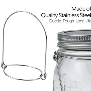 musscccm 12 Pack Stainless Steel Wire Handles (Handle-Ease) for Mason Jar, Ball Pint Jar, Canning Jars, Mason Jar Hangers and Hooks for Regular Mouth, Set of 12, Silver