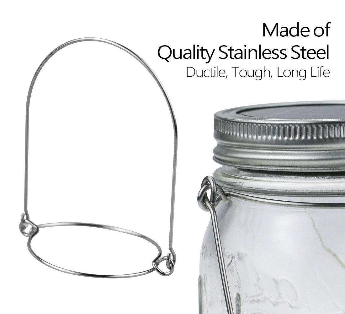 musscccm 12 Pack Stainless Steel Wire Handles (Handle-Ease) for Mason Jar, Ball Pint Jar, Canning Jars, Mason Jar Hangers and Hooks for Regular Mouth, Set of 12, Silver