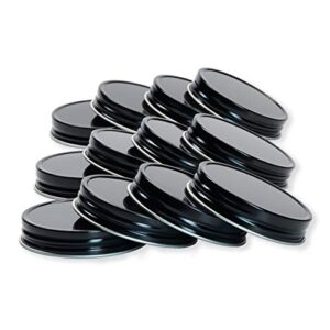 allspice rust-proof wide mouth aluminum metal mason jar lids leak-proof 12-pack (black)