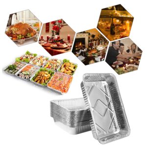 fohuas Disposable Aluminum Foil Pans 13x9 IN, 24 Packs Sturdy Half Size Deep Steam Table Pans Freezer,Oven Portable Food Storage Containers for Baking, Cooking, Roasting & Reheating(9x13x2.5)