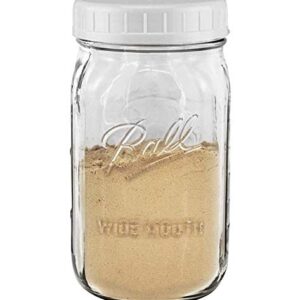 EASY-BUSY Kitchen Combo of Ball 32 oz.-Quart Clear Glass Mason Canning Jar, With EB White Food Storage Plastic Lids Set of 2, Wide Mouth Caps fit WM Ball & Kerr jars & Containers, Reusable, BPA Free,