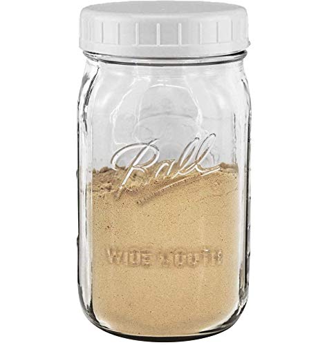 EASY-BUSY Kitchen Combo of Ball 32 oz.-Quart Clear Glass Mason Canning Jar, With EB White Food Storage Plastic Lids Set of 2, Wide Mouth Caps fit WM Ball & Kerr jars & Containers, Reusable, BPA Free,