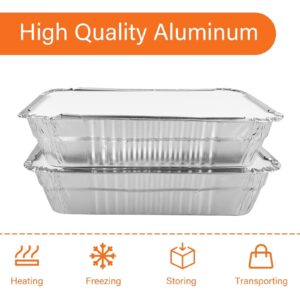 lsshao Disposable Takeout Aluminum Foil Pans with Lid Baking Pans (50 pack) Tin Food Storage Food Containers with Seal for Freshness,Great for Cooking, Heating, Storing, Prepping Food 8.5x6-2.25lb