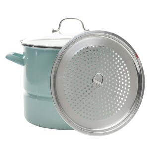 kenmore broadway steamer stock pot with insert and lid, 16-quart, glacier blue