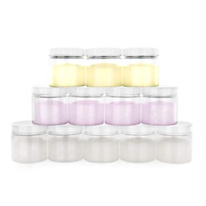 healthy packers 4oz plastic jars with lids - small clear jars with lids - lotion containers with lids | 4 oz plastic mason jars with lids | cream and cosmetic jars (12 pack) (white)