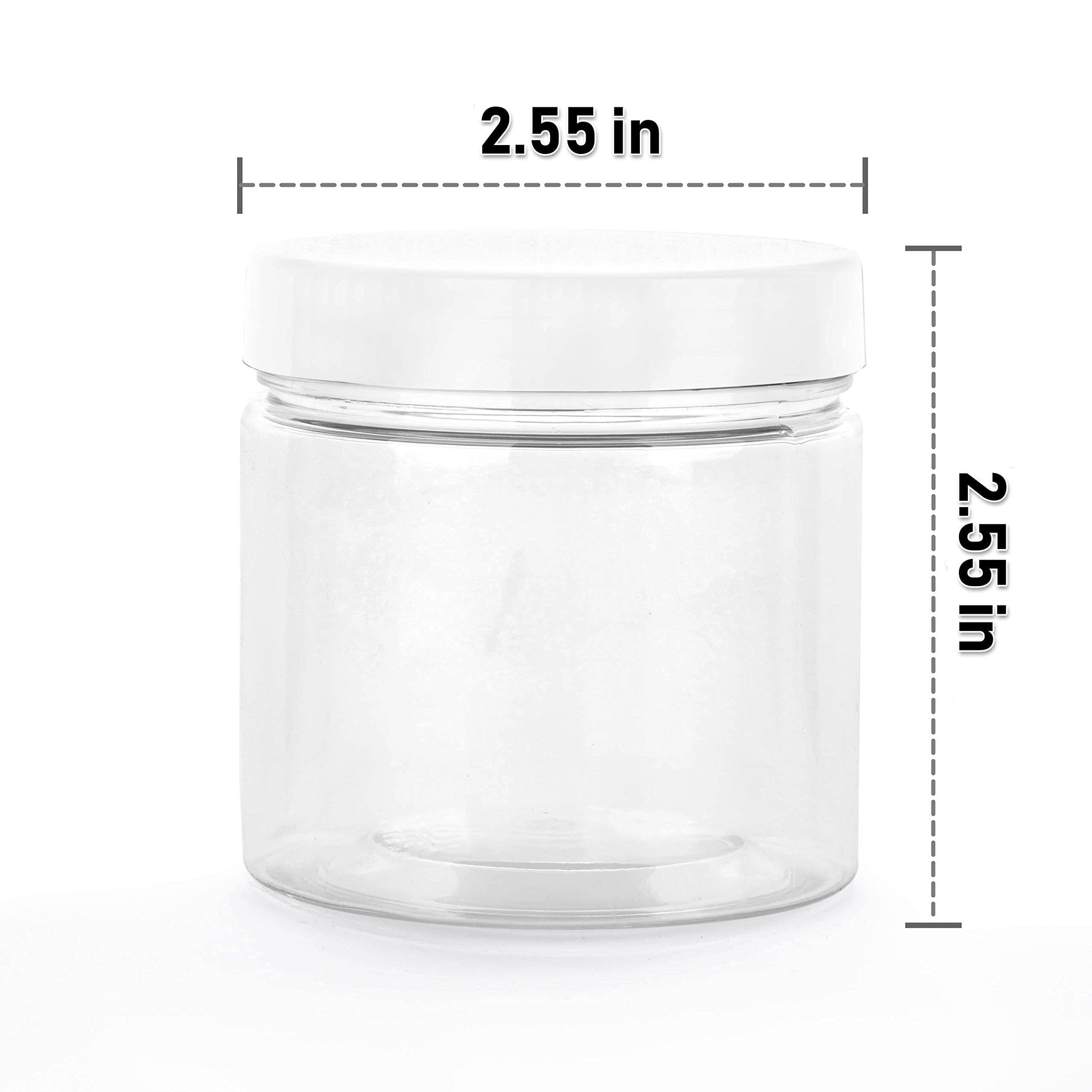 Healthy Packers 4oz Plastic Jars with Lids - Small Clear Jars with Lids - Lotion Containers with Lids | 4 oz Plastic Mason Jars with lids | Cream and Cosmetic Jars (12 pack) (White)