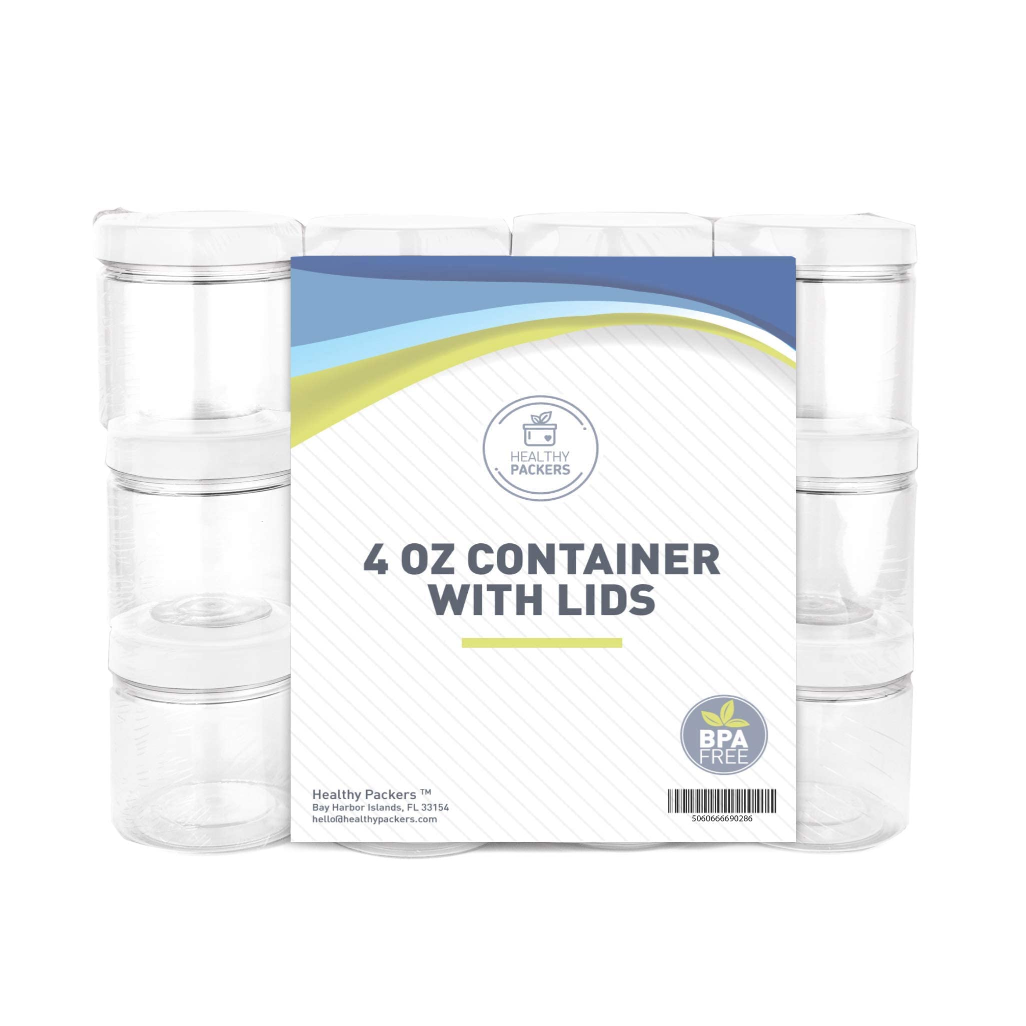 Healthy Packers 4oz Plastic Jars with Lids - Small Clear Jars with Lids - Lotion Containers with Lids | 4 oz Plastic Mason Jars with lids | Cream and Cosmetic Jars (12 pack) (White)