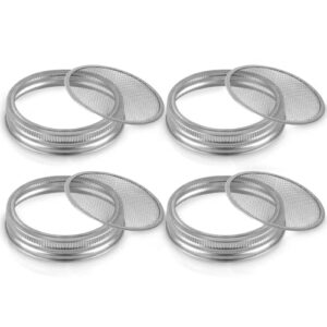 Sprouting Lids, 304 Stainless Steel Sprouting Lids for Wide Mouth Mason Jars, Sprout Mesh Lids