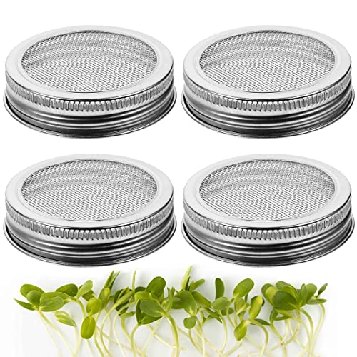 Sprouting Lids, 304 Stainless Steel Sprouting Lids for Wide Mouth Mason Jars, Sprout Mesh Lids