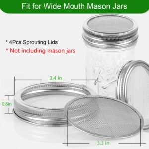 Sprouting Lids, 304 Stainless Steel Sprouting Lids for Wide Mouth Mason Jars, Sprout Mesh Lids