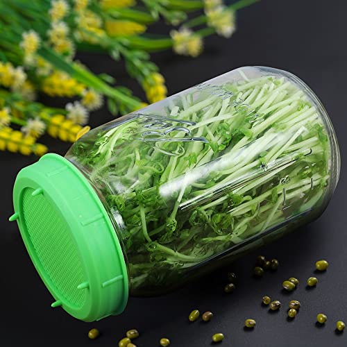 Amytalk 12 Pack Plastic Sprouting Lids for 86mm Wide Mouth Mason Jars, Sprouting Strainer Lid for Canning Jars, Suit for Grow Bean Sprouts, Alfalfa, Salad Sprouts etc