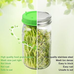 Amytalk 12 Pack Plastic Sprouting Lids for 86mm Wide Mouth Mason Jars, Sprouting Strainer Lid for Canning Jars, Suit for Grow Bean Sprouts, Alfalfa, Salad Sprouts etc