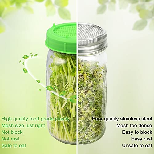 Amytalk 12 Pack Plastic Sprouting Lids for 86mm Wide Mouth Mason Jars, Sprouting Strainer Lid for Canning Jars, Suit for Grow Bean Sprouts, Alfalfa, Salad Sprouts etc