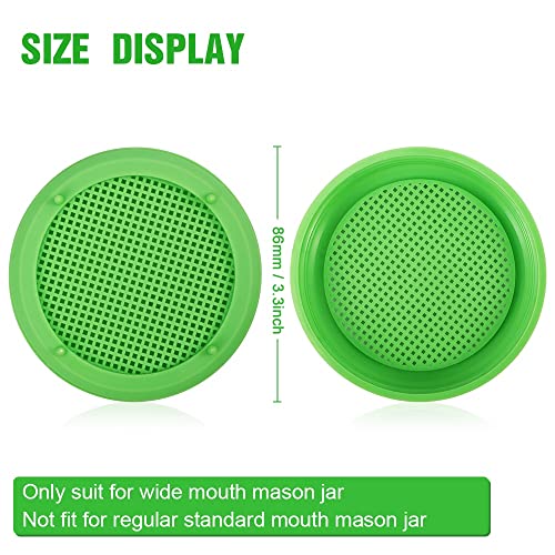 Amytalk 12 Pack Plastic Sprouting Lids for 86mm Wide Mouth Mason Jars, Sprouting Strainer Lid for Canning Jars, Suit for Grow Bean Sprouts, Alfalfa, Salad Sprouts etc