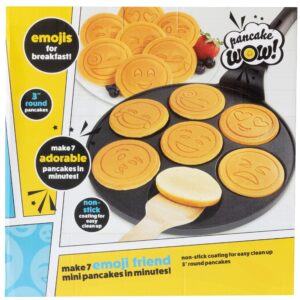 CucinaPro Emoji Friends Mini Pancake Pan, Nonstick Aluminum, 7 Unique Smiley Face Designs, Easy to Clean, Perfect for Kids' Breakfast