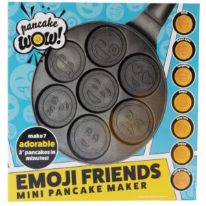 CucinaPro Emoji Friends Mini Pancake Pan, Nonstick Aluminum, 7 Unique Smiley Face Designs, Easy to Clean, Perfect for Kids' Breakfast