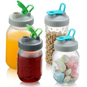 4pcs regular mouth flip cap lids for ball mason jar, leak-free and airtight, easy pouring spout (jars not included)