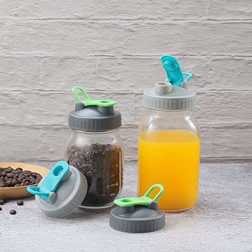 4pcs Regular Mouth Flip Cap Lids for Ball Mason Jar, Leak-free and Airtight, Easy Pouring Spout (Jars Not Included)