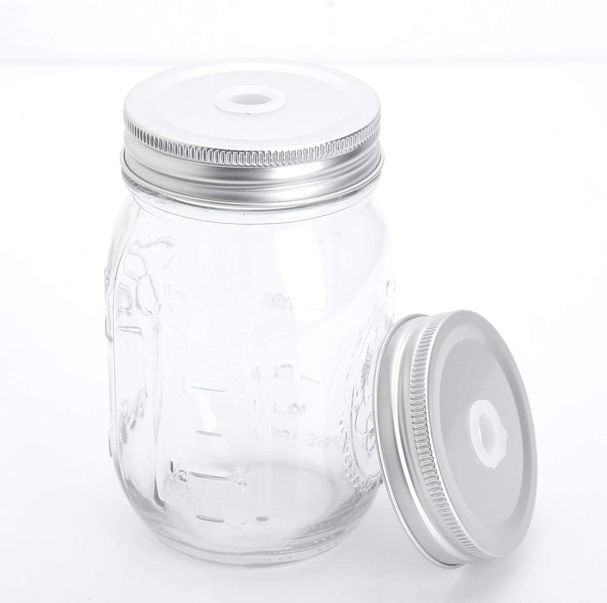 Gisedkle 30 Pcs Regular Mouth Mason Jar Lids with Straw Hole Compatible，Metal Mason Canning Lids Decorative Mason Jar Caps for Drinking&Food Storage.