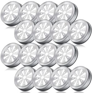 16 pcs daisy mason can jar lids regular mouth jar with lids flower canning lids for mason canning regular jar split-type canning lids rustproof daisy cut with straw hole for mason, ball, canning jar