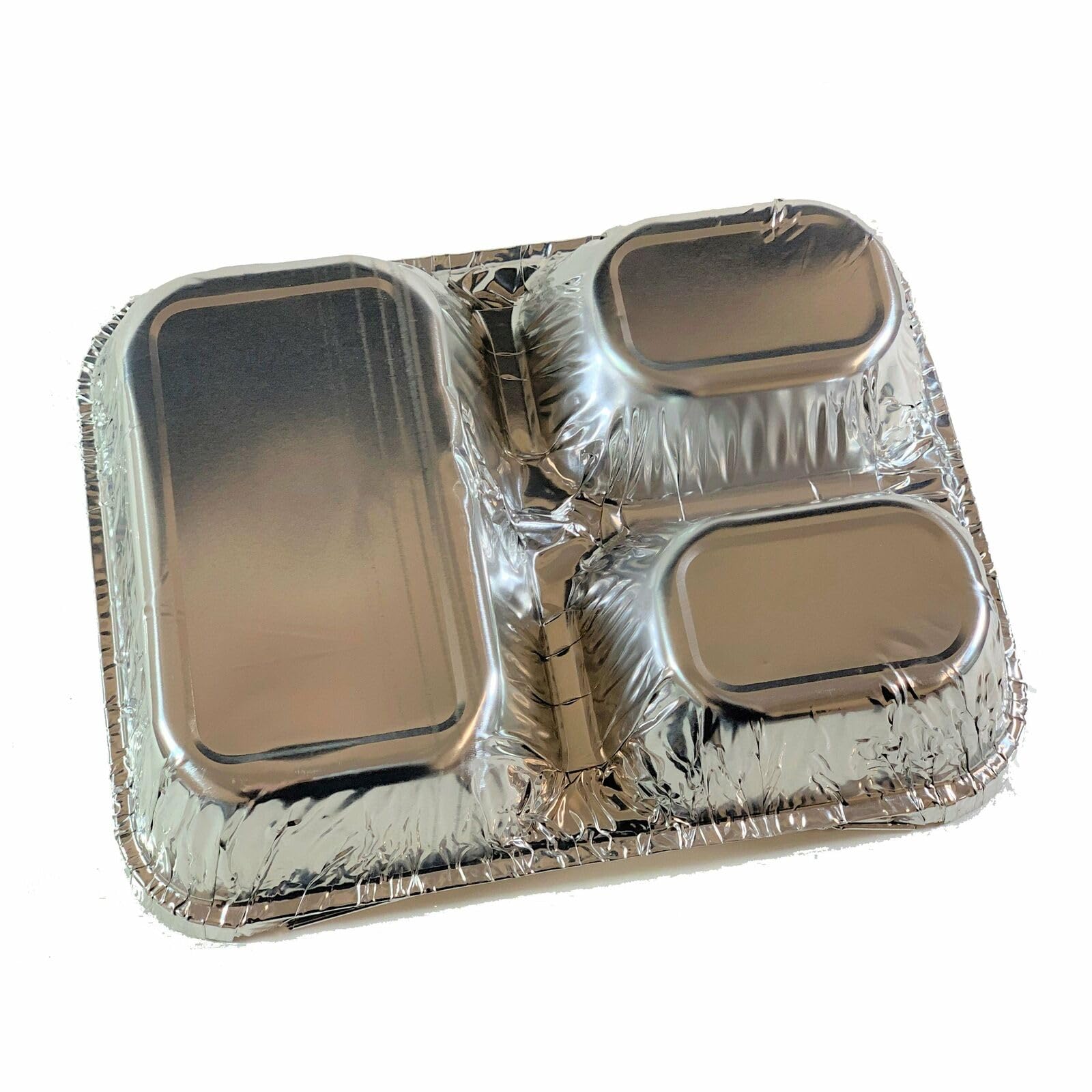 DCS Deals Disposable Aluminum Dinner Tray with Paper Lids (Pack of 50) – 3 Compartment Foil Pan – Perfect for On the Go Lunches, Leftovers, TV Plate or Takeout Convenient Airline Food Tray