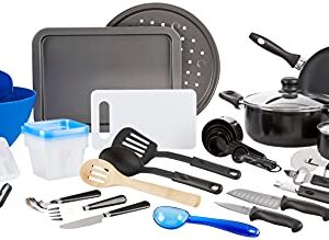 Gibson Home Back to Basics Nonstick Aluminum Cookware Set, 59-Piece, Black