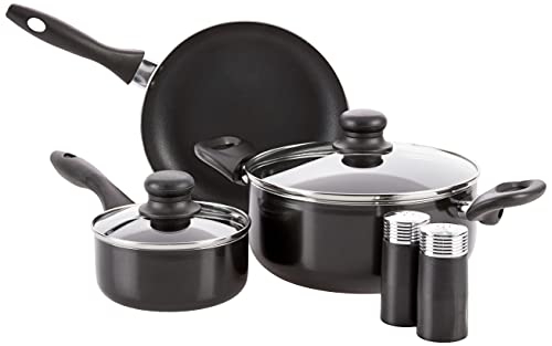 Gibson Home Back to Basics Nonstick Aluminum Cookware Set, 59-Piece, Black