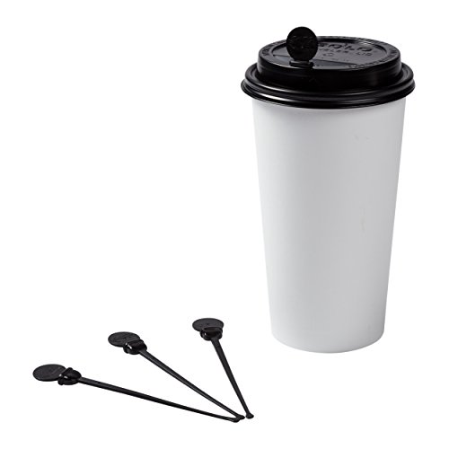 StixToGo 4.75" Black Stir N Plug Stix for Disposable Lids, Package of 200