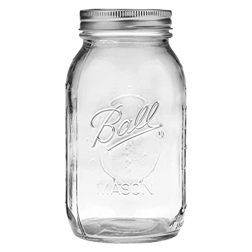 6 Count Mason Jar-32 oz. Clear Glass Wide Mouth