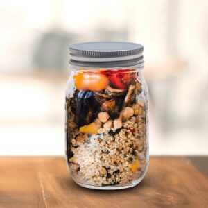 DISCOUNT PROMOS Mason Jars with Lids 16 oz. Set of 10, Bulk Pack - Glass Jars for Overnight Oats, Candies, Fruits, Pickles, Spices, Beverages - Clear Bottom Color