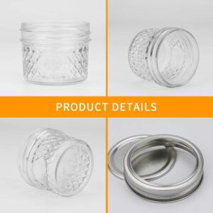 4oz / 120ml Mason Jars Glass Canning Jars, Jelly Jars With Regular Lids, Ideal for Honey,Jam,Wedding Favors,Shower Favors, Set of 40