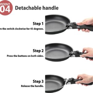 Abizoe 15 Piece Non-Stick Cookware Set Non-Stick Pans and Pots with Removable Handles, Space Efficient Excellent for RVs and Compact Kitchen (15 pieces)