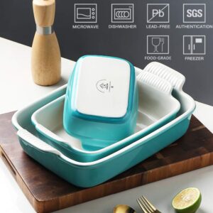 Sweejar Porcelain Bakeware Set for Cooking, Ceramic Rectangular Baking Dish Lasagna Pans for Casserole Dish, Cake Dinner, Kitchen, Banquet and Daily Use, 13 x 9.8 inch(Turquoise)