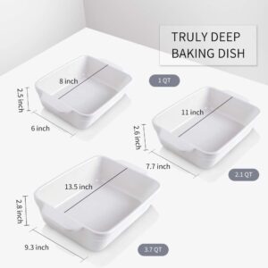 KOOV Bakeware Set, Ceramic Baking Dish Set, Rectangular Casserole Dish Set, lasagna Pan, Baking Pans Set for Cooking, Cake Dinner, Kitchen, 9 x 13 Inches, 3-Piece (Set of 3, White)