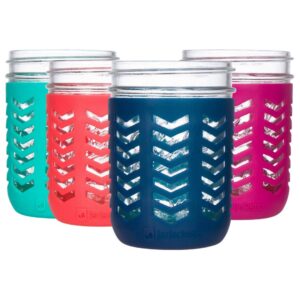 jarjackets silicone mason jar protector sleeve - fits ball, kerr 16oz (1 pint) wide-mouth jars | package of 4 (multicolor) …