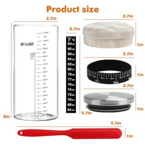 Sourdough Starter Jar Kit-1100ml/39Oz, Sourdough Starter Kit, Sour Dough Starter Jar With Stainless Steel Lid, Thermometer, Silicone Scraper, Cloth Cover And Date Marked Feeding Band (1 Pack)