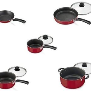 NEW 9-Piece Simple Cooking Nonstick Cookware Set (Red)