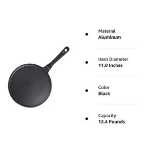 S·KITCHN Crepe Pan Nonstick Dosa Pan, Tawa Pan for Roti Indian, Non-Stick Pancake Griddle Compatible with Induction Cooktop, Comal for Tortillas, Griddle Pan for Stove Top - 11 Inches