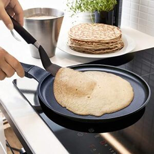 S·KITCHN Crepe Pan Nonstick Dosa Pan, Tawa Pan for Roti Indian, Non-Stick Pancake Griddle Compatible with Induction Cooktop, Comal for Tortillas, Griddle Pan for Stove Top - 11 Inches