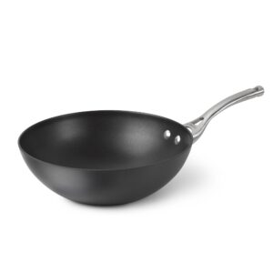 calphalon 1877054 contemporary hard-anodized aluminum nonstick cookware, flat-bottom wok, 10-inch, black